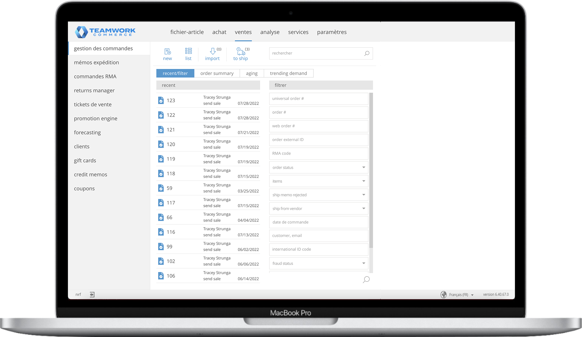 Système de Gestion des Commandes - Teamwork Commerce